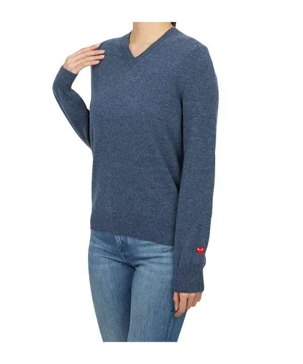 Comme Des Garçons V-neck Long Sleeve Sweater - Blue