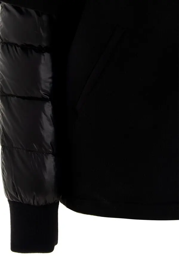 MOORER Detachable Shawl Coat With Fur Hood - Black