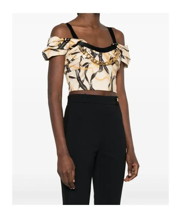 Elisabetta Franchi Chain Detailed Cropped Top
