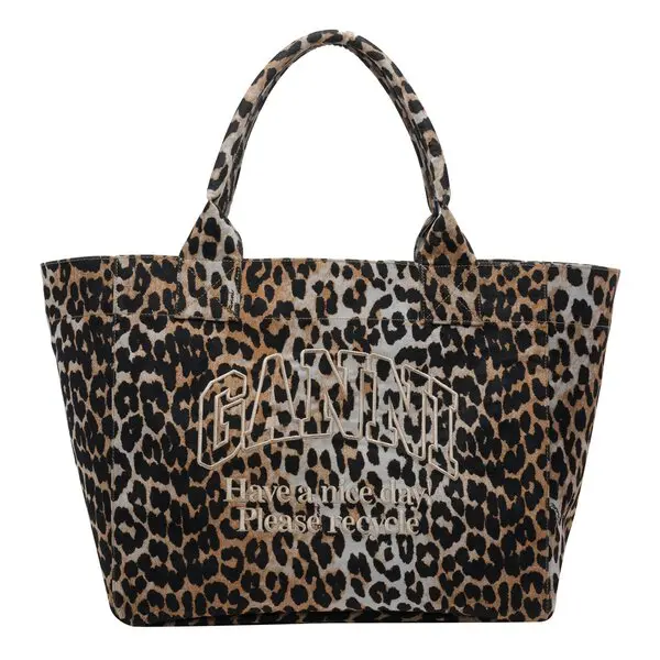 GANNI Logo Detailed Reversible Medium Tote Bag