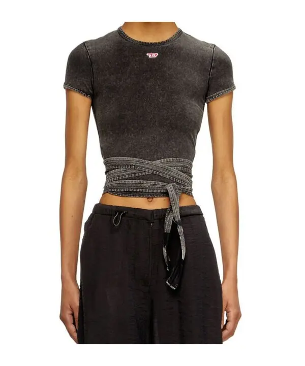 DIESEL® T-bunny-tail-r1" Wrap T-shirt - Black