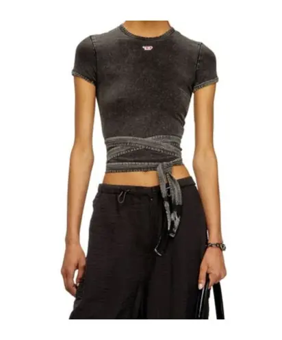 DIESEL® T-bunny-tail-r1" Wrap T-shirt - Black