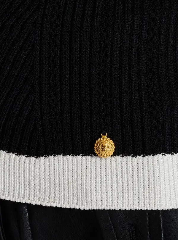 Balmain Short-sleeved Ribbed Knit Top