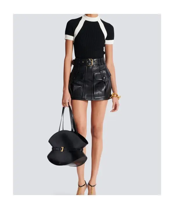 Balmain Short-sleeved Ribbed Knit Top