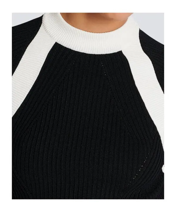 Balmain Short-sleeved Ribbed Knit Top