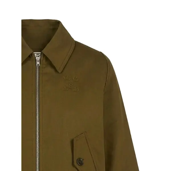 Closed Zip-up Jacket With Drawstring Hem - Brown