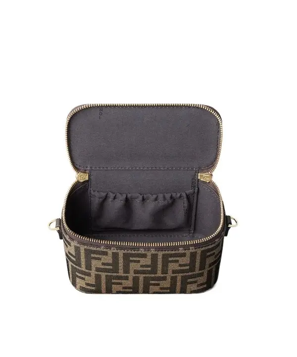Fendi Ff Jacquard Mini Vanity Case - Brown