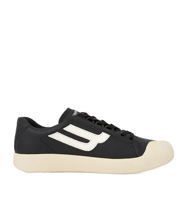 Bally Round Toe Lace Up Sneakers With Competition Detail - Black
