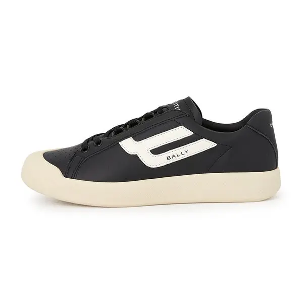 Bally Round Toe Lace Up Sneakers With Competition Detail - Black