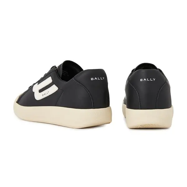 Bally Round Toe Lace Up Sneakers With Competition Detail - Black