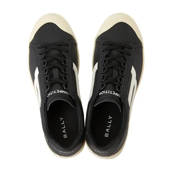 Bally Round Toe Lace Up Sneakers With Competition Detail - Black