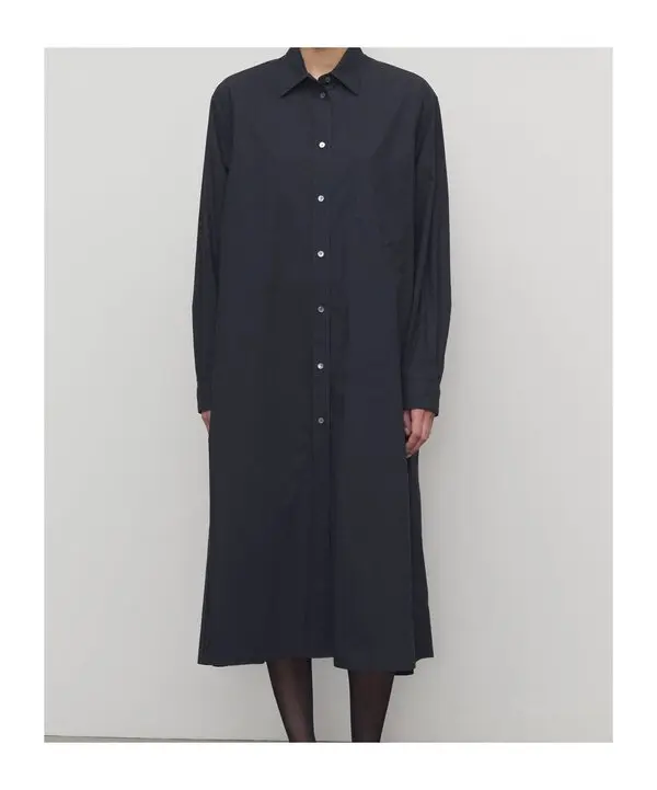 THE ROW Zeph Cotton Shirtdress - Deep Navy Blue