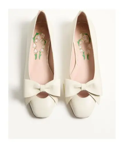 Valentino Garavani Bow Detail Round Toe Slip-on Ballet Flats - Ivory