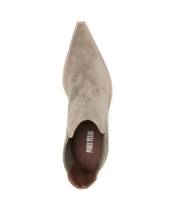 Paris Texas Pointed Toe Block Heel Boots - Nude