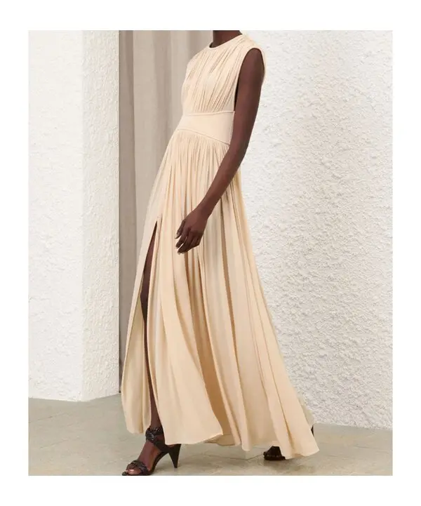 Zimmermann Pleated Sleeveless Midi Dress - Cream