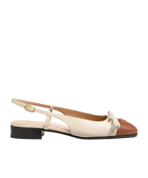 Valentino Garavani Bow Detailed Ballet Flats - Beige/tobacco