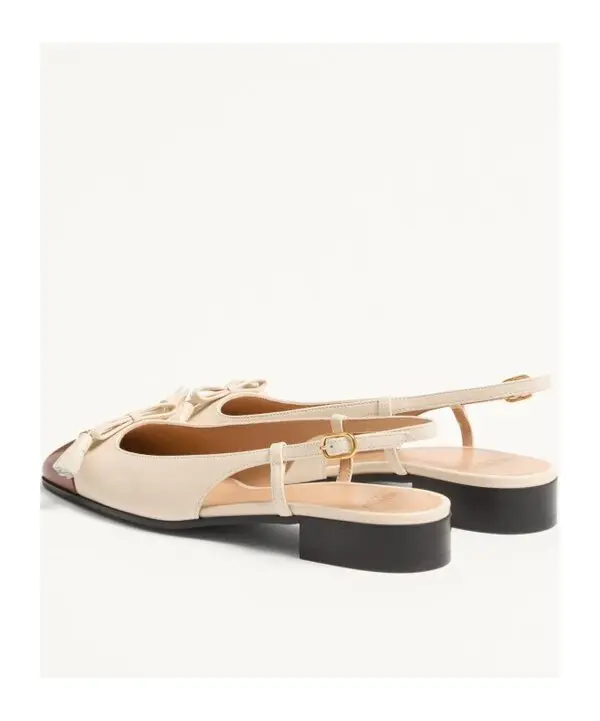 Valentino Garavani Bow Detailed Ballet Flats - Beige/tobacco