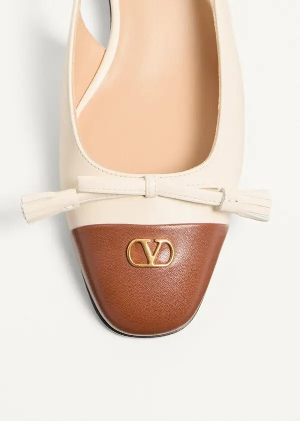 Valentino Garavani Bow Detailed Ballet Flats - Beige/tobacco