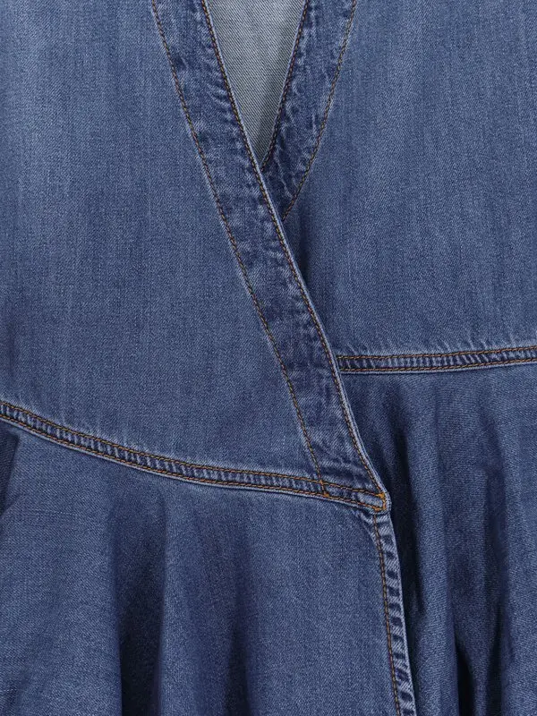 Alaïa Sleeveless V-neck Denim Dress - Blue