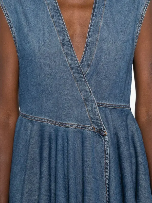 Alaïa Sleeveless V-neck Denim Dress - No