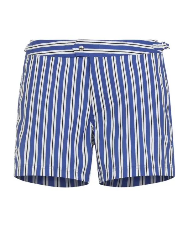 TOM FORD Striped Swim Shorts With Buckle Detail - Blue And White Group