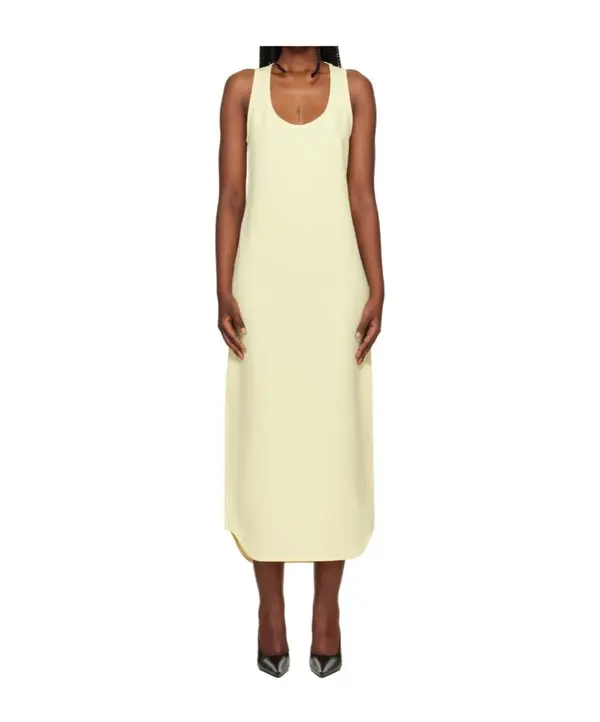 Wardrobe.NYC Scoop Neck Midi Dress With Side Slits - Nude