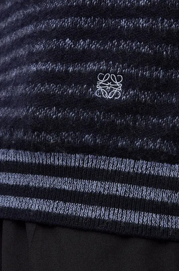 Loewe Blurred Effect Striped Wool Jumper - Deep Navy Blue