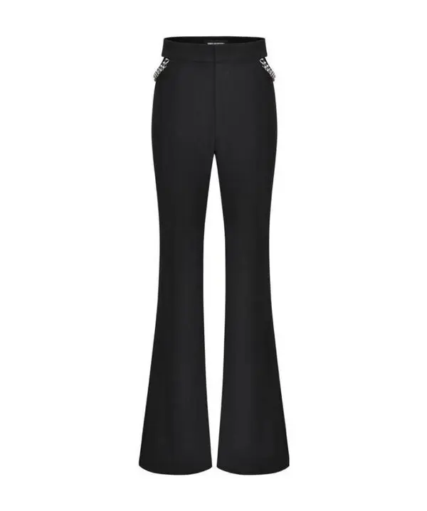 THREE QUARTERS Chain Detail Flare Pants