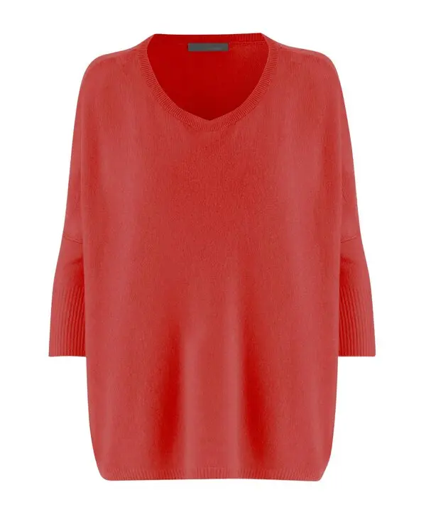 ALLUDE V-neck Half-sleeve Sweater