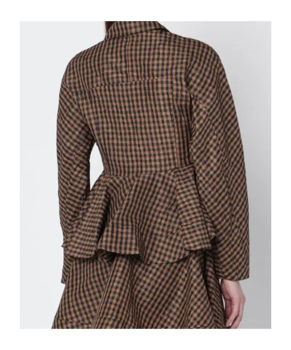 GANNI Peplum Check Shirt