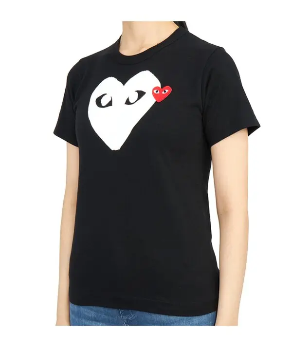Comme Des Garçons Heart Logo Crewneck T-shirt - Black