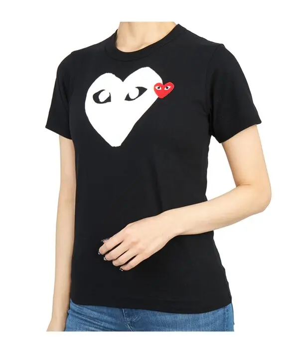 Comme Des Garçons Heart Logo Crewneck T-shirt - Black