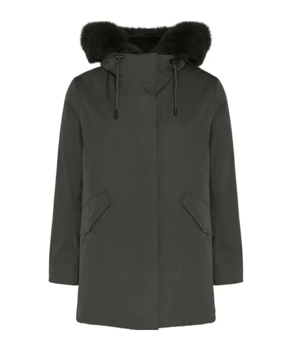 YVES SALOMON Padded Parka With Fur Trim - Ebony