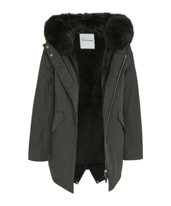 YVES SALOMON Padded Parka With Fur Trim - Ebony