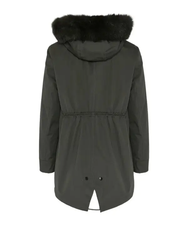 YVES SALOMON Padded Parka With Fur Trim - Ebony