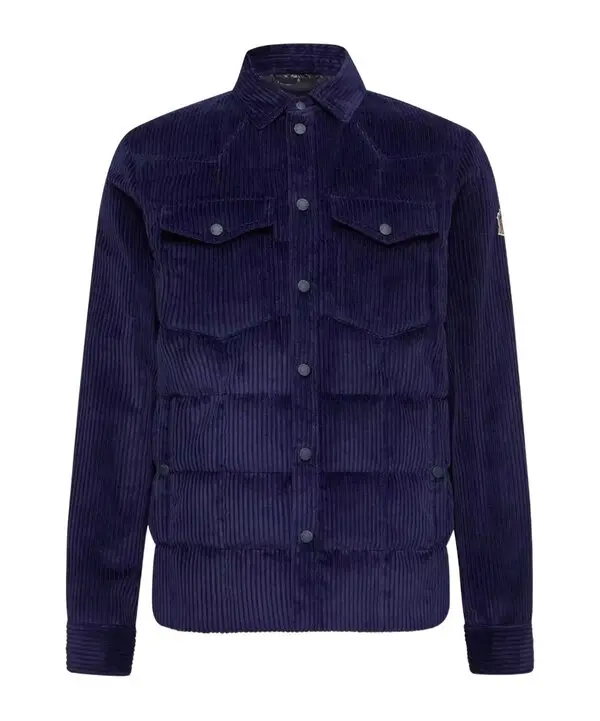 Moncler Corduroy Down Shirt Jacket - Navy