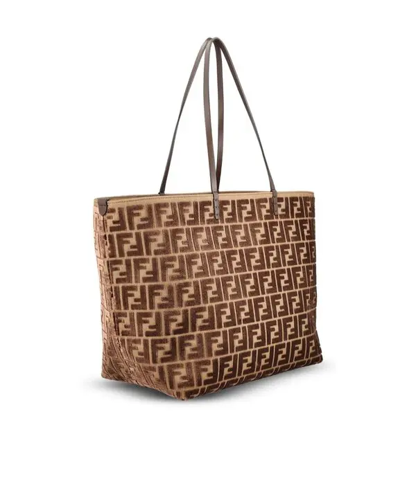 Fendi Roll Ff Jacquard Large Tote Bag - Chocolate