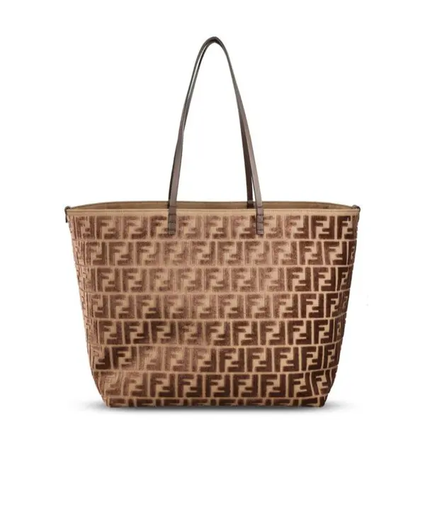 Fendi Roll Ff Jacquard Large Tote Bag - Chocolate