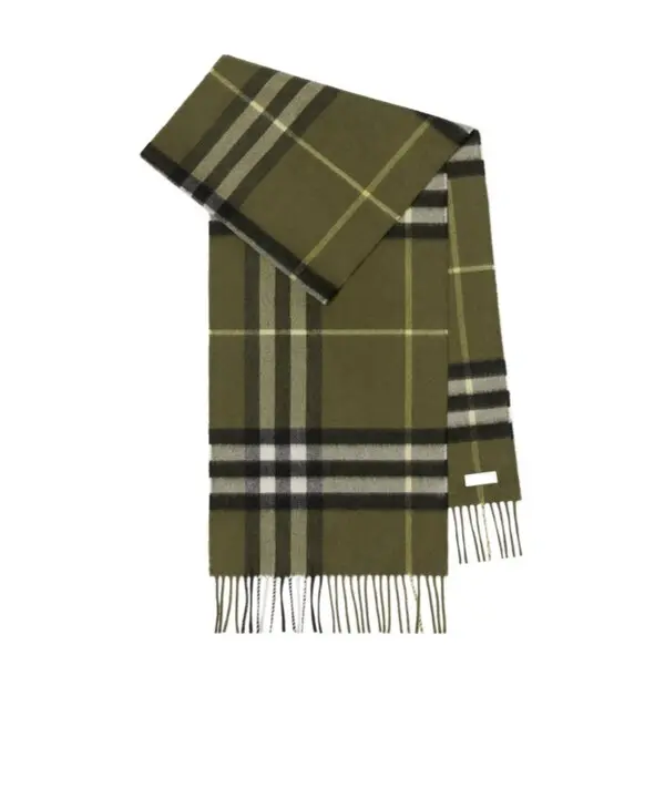 Burberry Check Cashmere Scarf - Pea