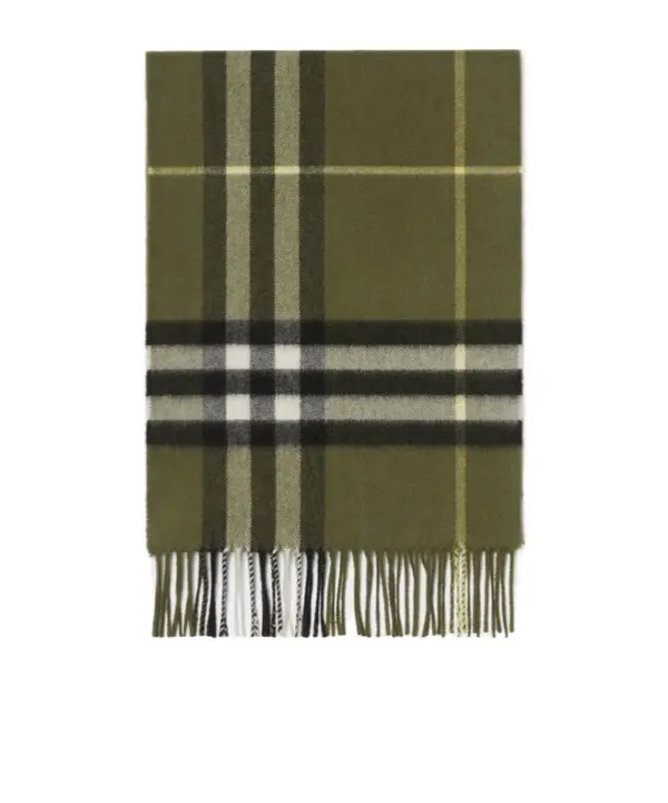 Burberry Check Cashmere Scarf - Pea