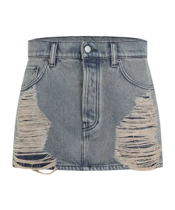 Acne Studios Belt Loop Denim Skirt With Distressed Details