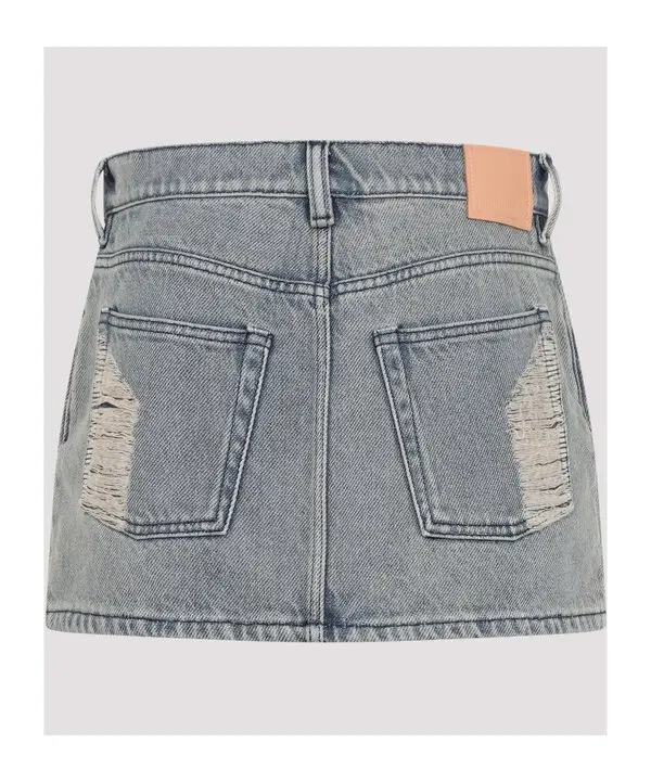 Acne Studios Belt Loop Denim Skirt With Distressed Details