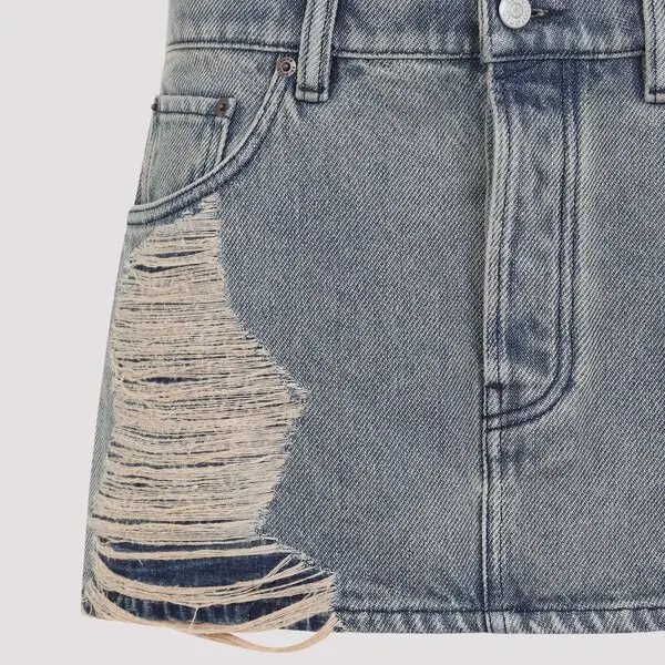 Acne Studios Belt Loop Denim Skirt With Distressed Details