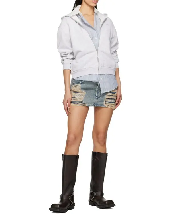 Acne Studios Belt Loop Denim Skirt With Distressed Details