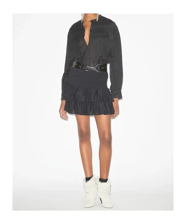 Isabel Marant Étoile Naomi Smocked Ruffled-hem Mini Skirt - Black