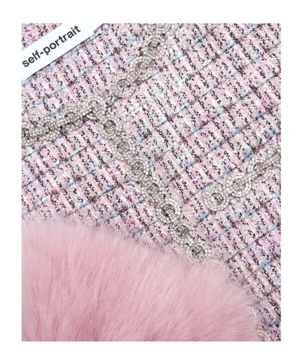 SELF-PORTRAIT Crystal-embellished Tweed Jacket - Pink