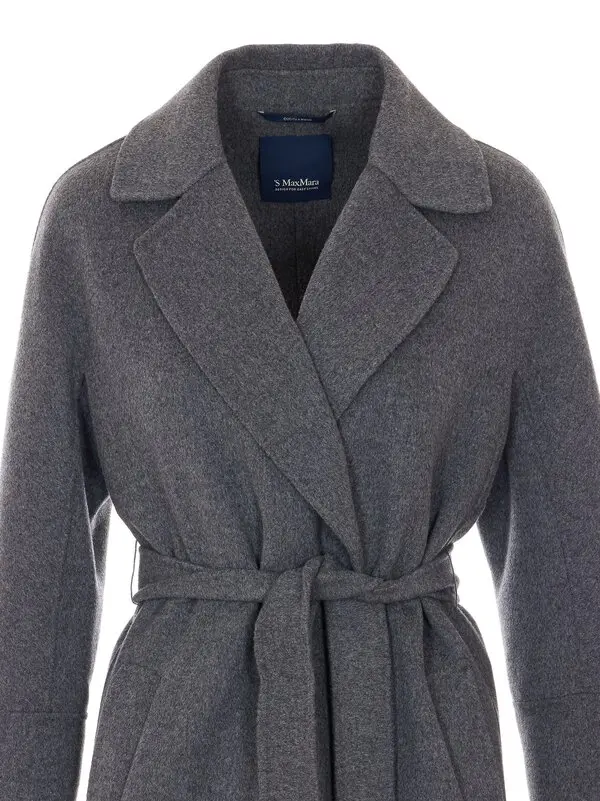 Max Mara Belted Wool Wrap Coat - Black
