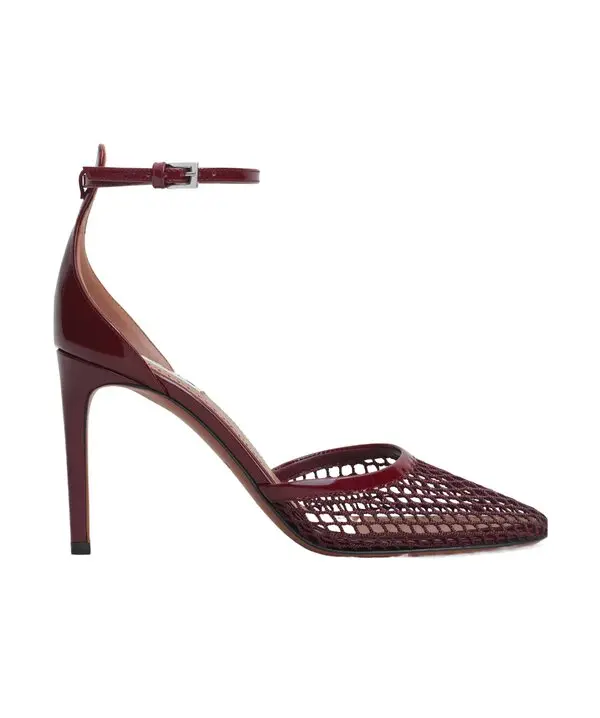 Alaïa Mesh Ankle-strap Pumps - Garnet Red