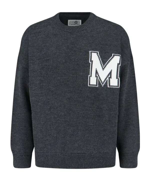 MAISON MARGIELA Varsity Knitted Sweater - Dark Grey