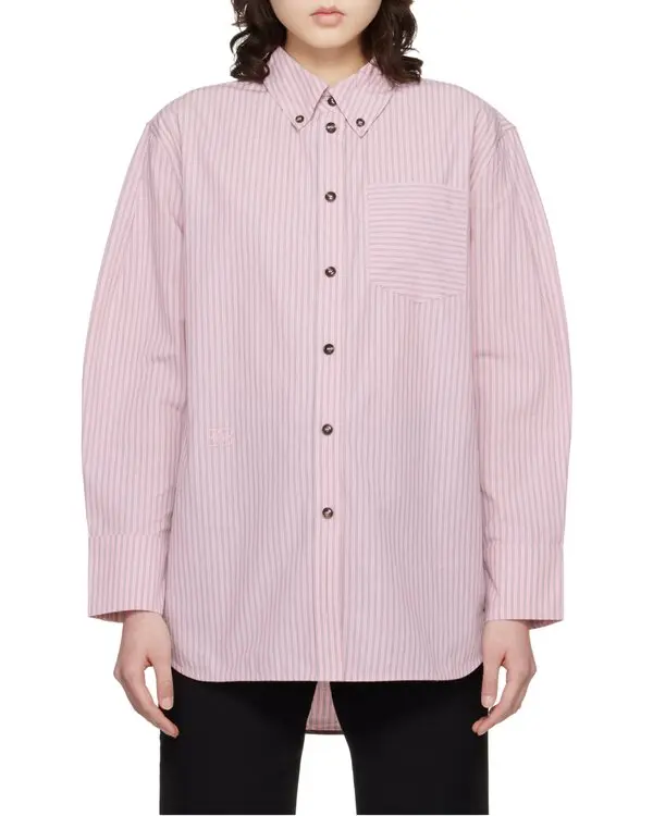 GANNI Long-sleeve Striped Shirt - Pink